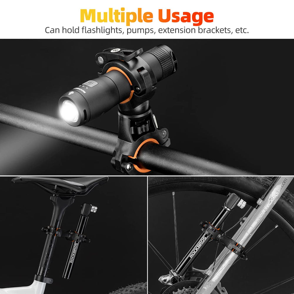 ROCKBROS 2 Pieces Bike Torch Clamp 360° Rotatable Bike Flashlight Moun