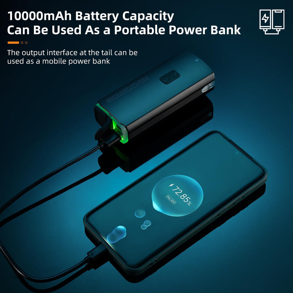 ROCKBROS 3000 Lumens Bike Front Light & 10000mAh USB Rechargeable Powe