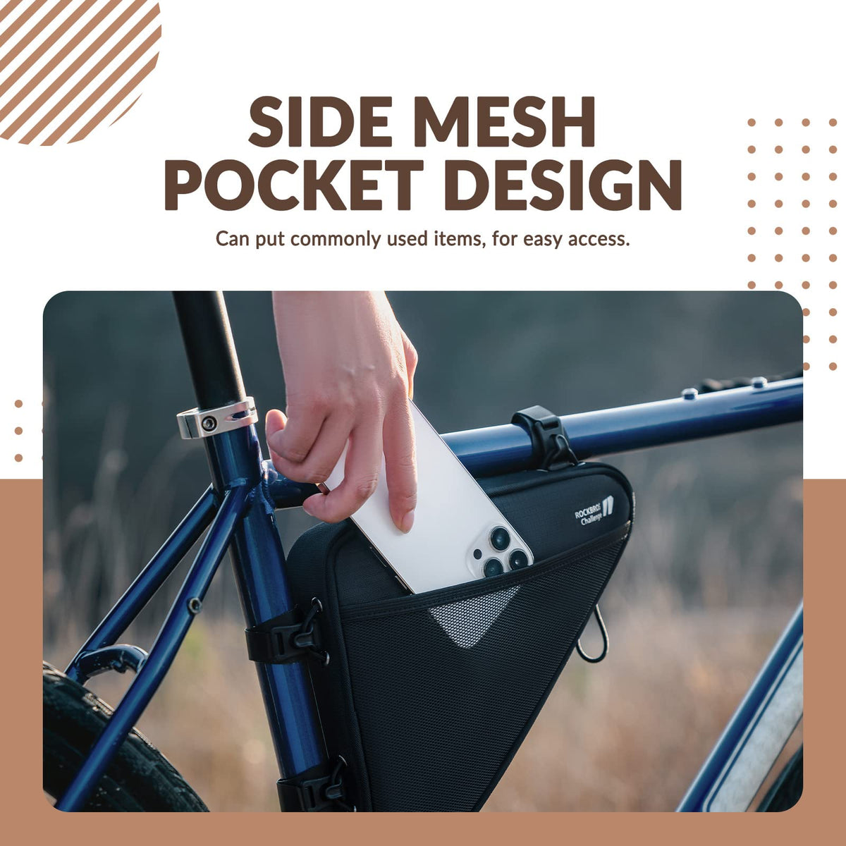 ROCKBROS Bicycle Frame Bag Waterproof Bike Triangle Frame Bag 1.5L