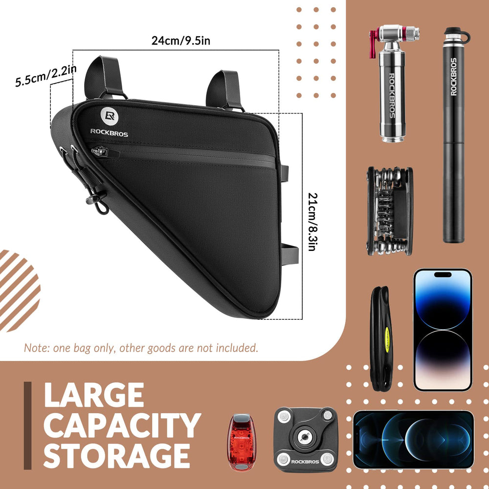 ROCKBROS Bicycle Frame Bag Waterproof Bike Triangle Frame Bag 1.5L