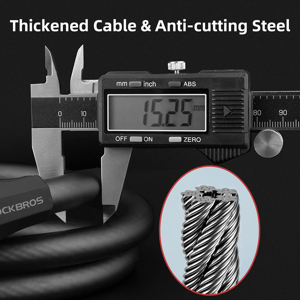 ROCKBROS Bike Lock High Security Combination Cable Lock with 5-Digits