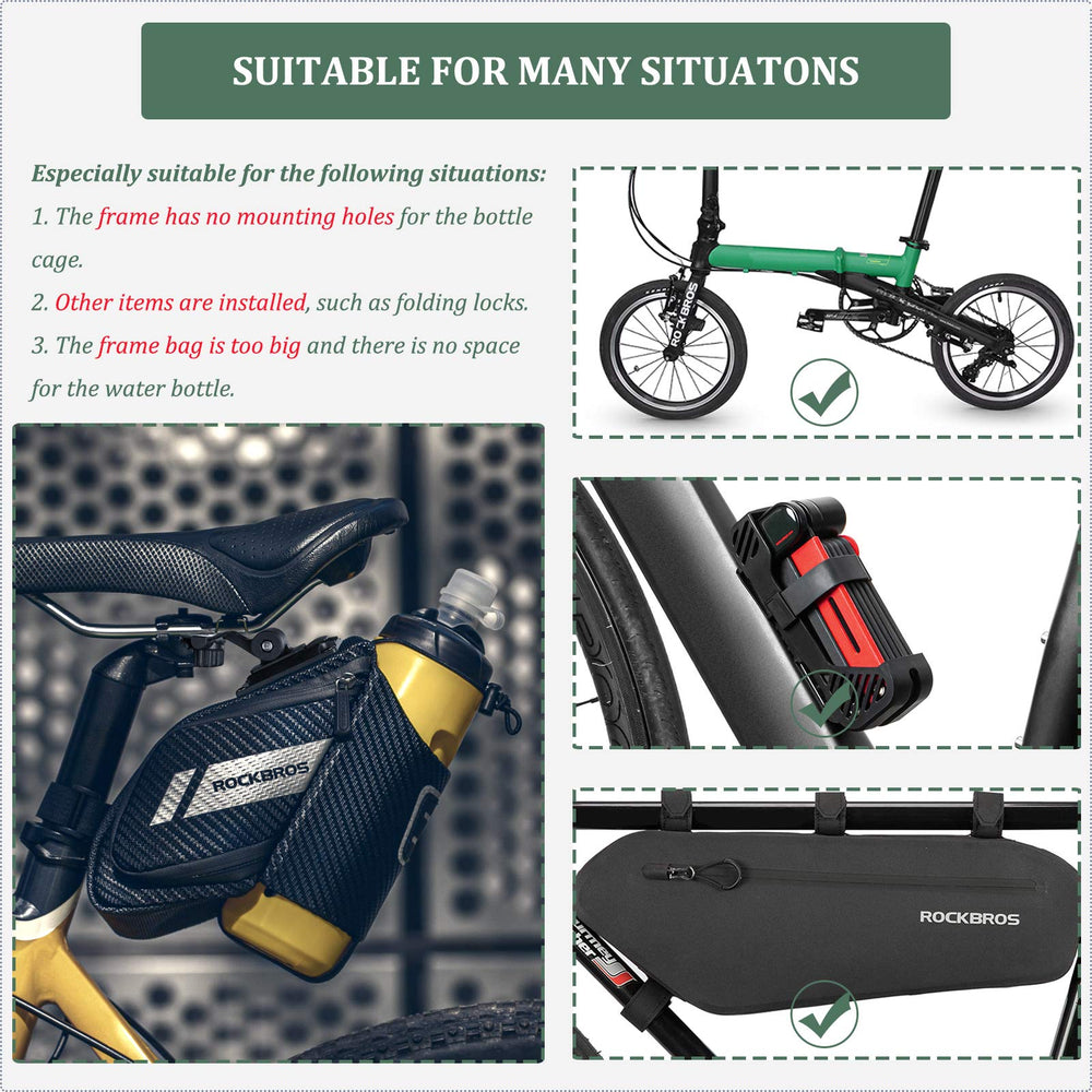 ROCKBROS Bike Saddle Bag Waterproof with Water Bottle Pocket Quick Rel