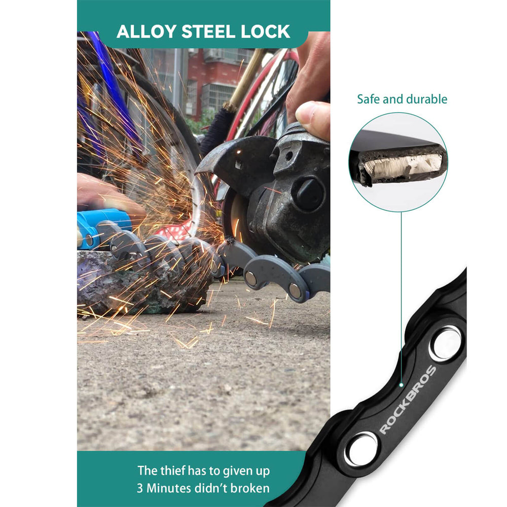 ROCKBROS Folding Bike Lock Anti-theft Alloy Lock with Mounting Bracket