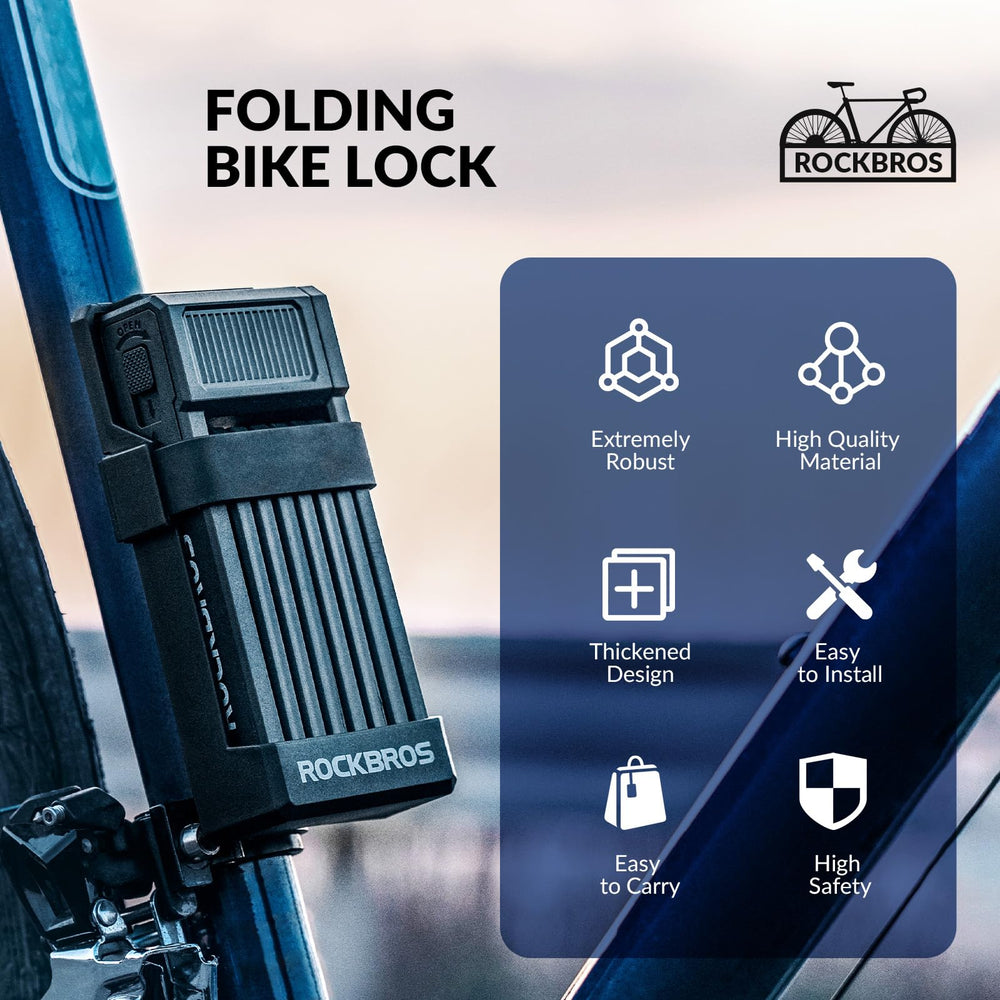 ROCKBROS Folding Bike Lock Heavy Duty Alloy Bicycle Lock Anti-Theft