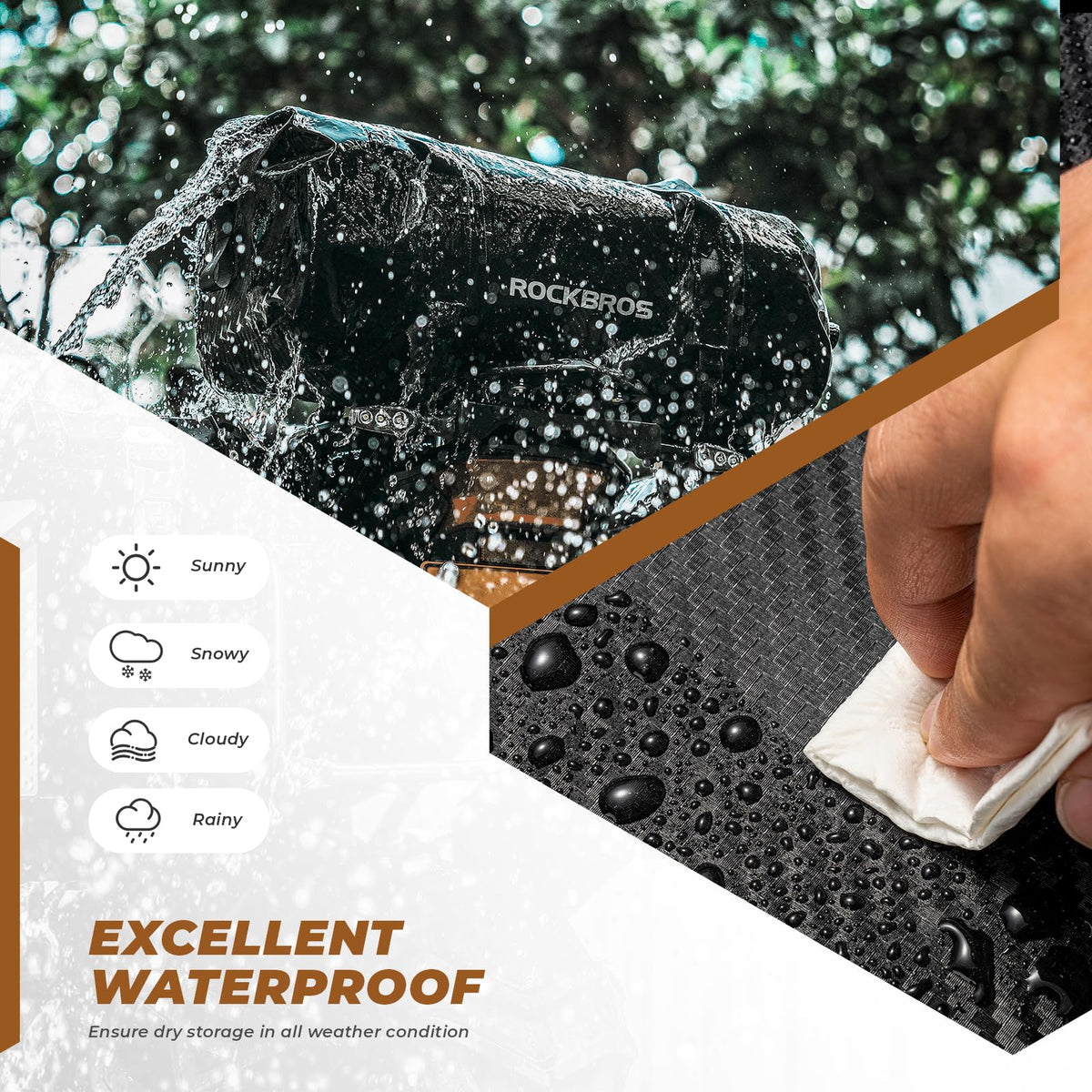 ROCKBROS Motorcycle Tail Bag 100% Waterproof Motorcycle Travel Luggage