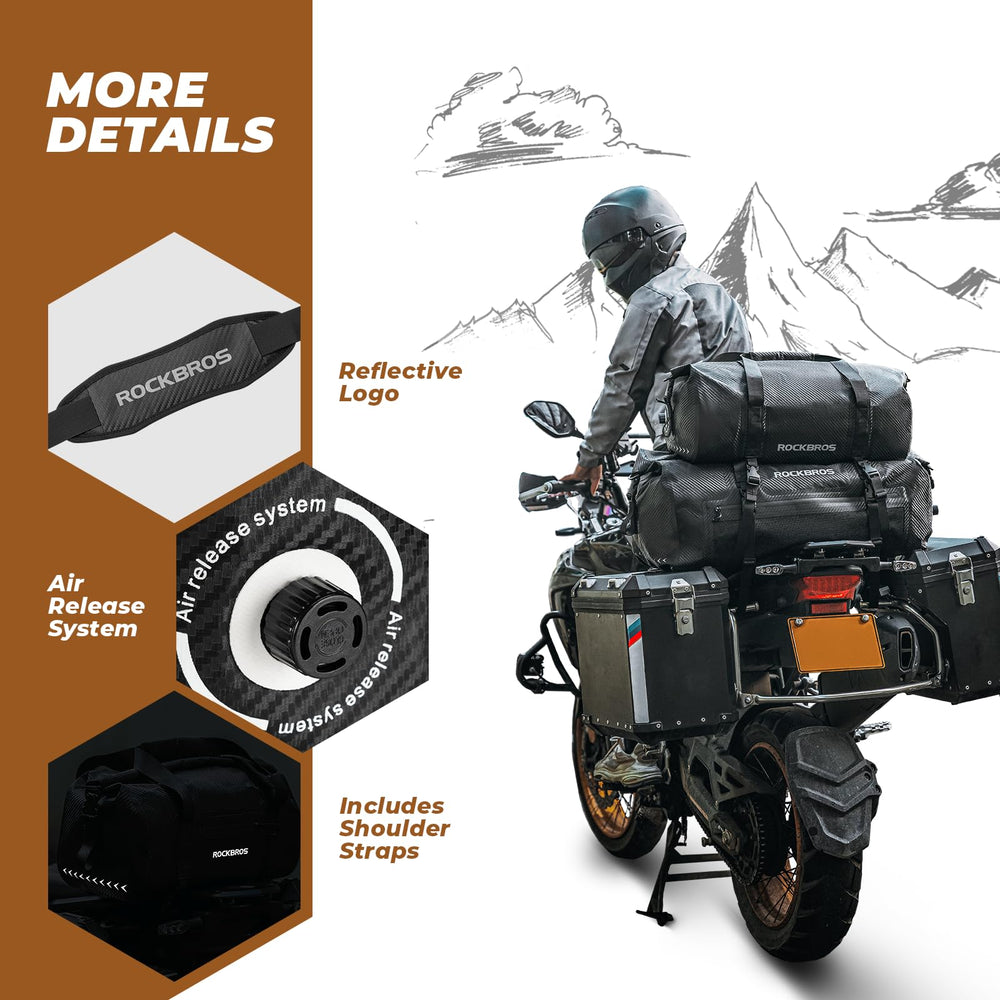 ROCKBROS Motorcycle Tail Bag 100% Waterproof Motorcycle Travel Luggage