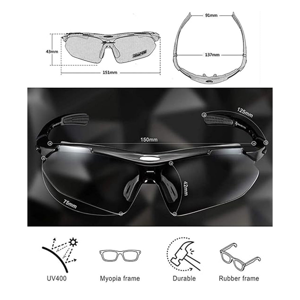 ROCKBROS Polarized Cycling Sunglasses with 4 Interchangeable Lenses