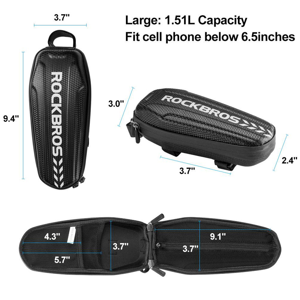 Hard Shell Bike Top Tube Bag 1.1L / 1.5L | Shockproof Cycling Frame ...