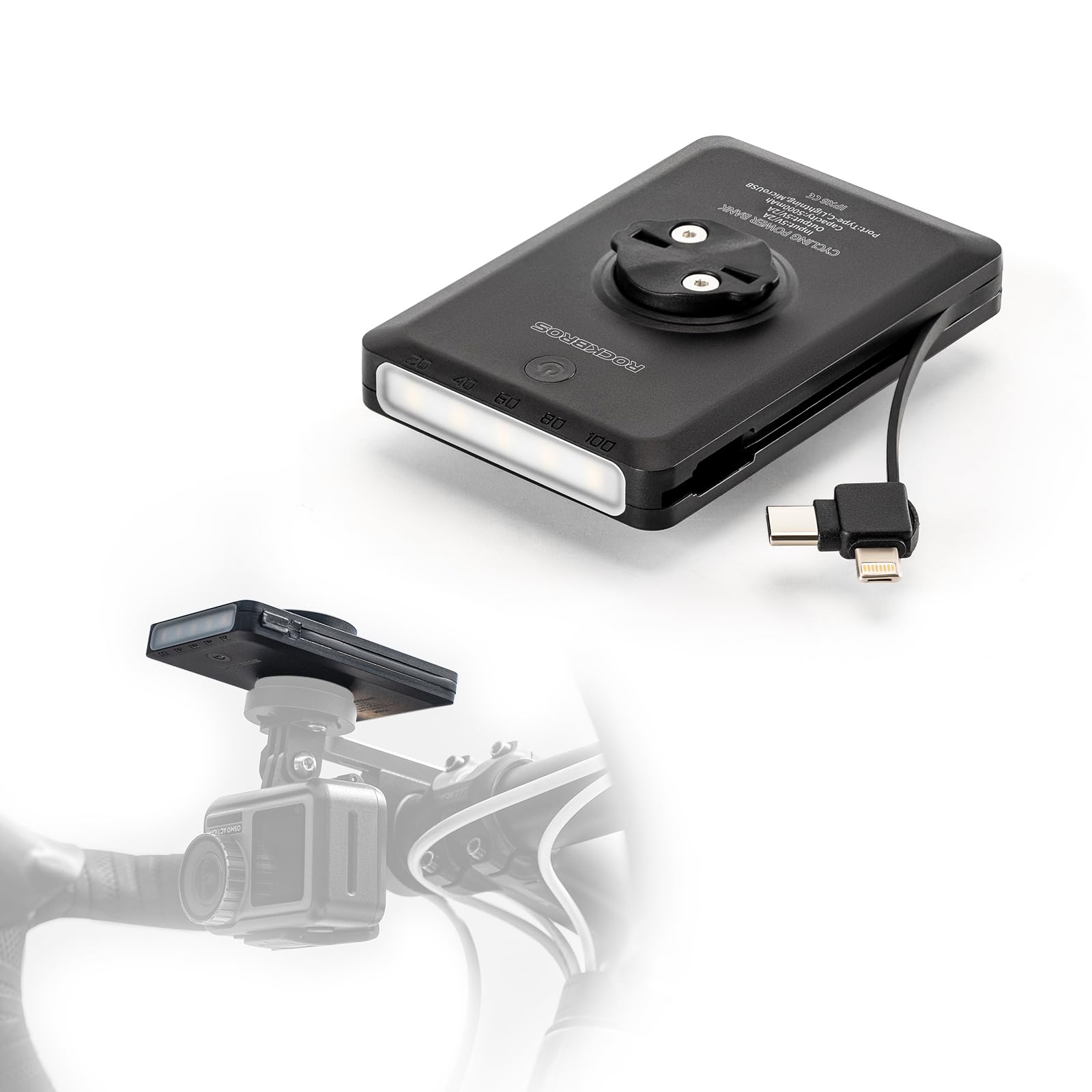 ROCKBROS Waterproof Bike Front Light and Power Bank Perfect for Bikepa