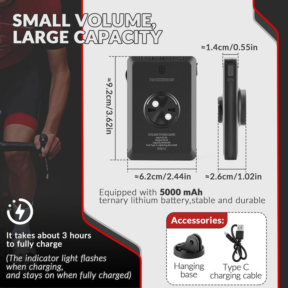 ROCKBROS Waterproof Bike Front Light and Power Bank Perfect for Bikepa