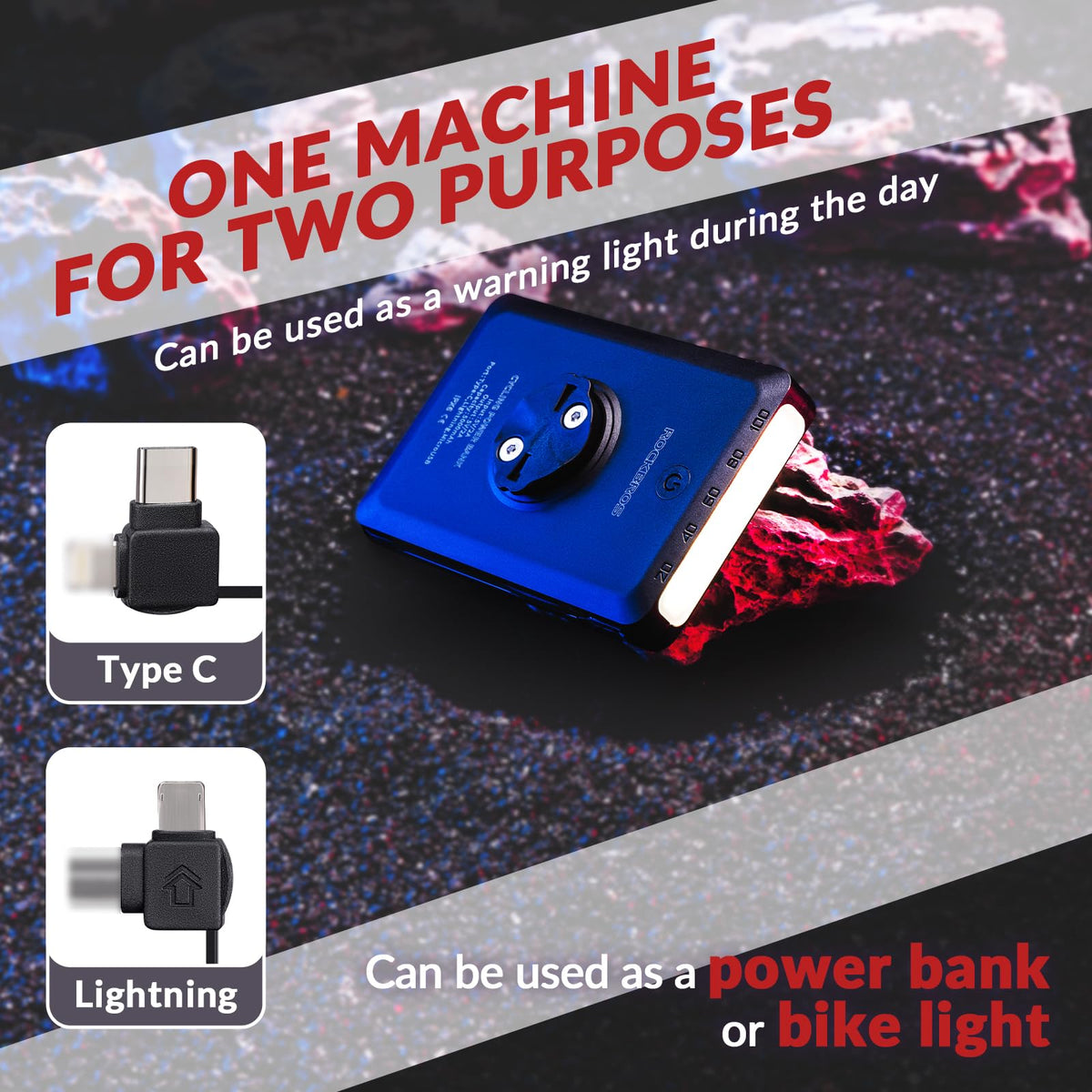 ROCKBROS Waterproof Bike Front Light and Power Bank Perfect for Bikepa